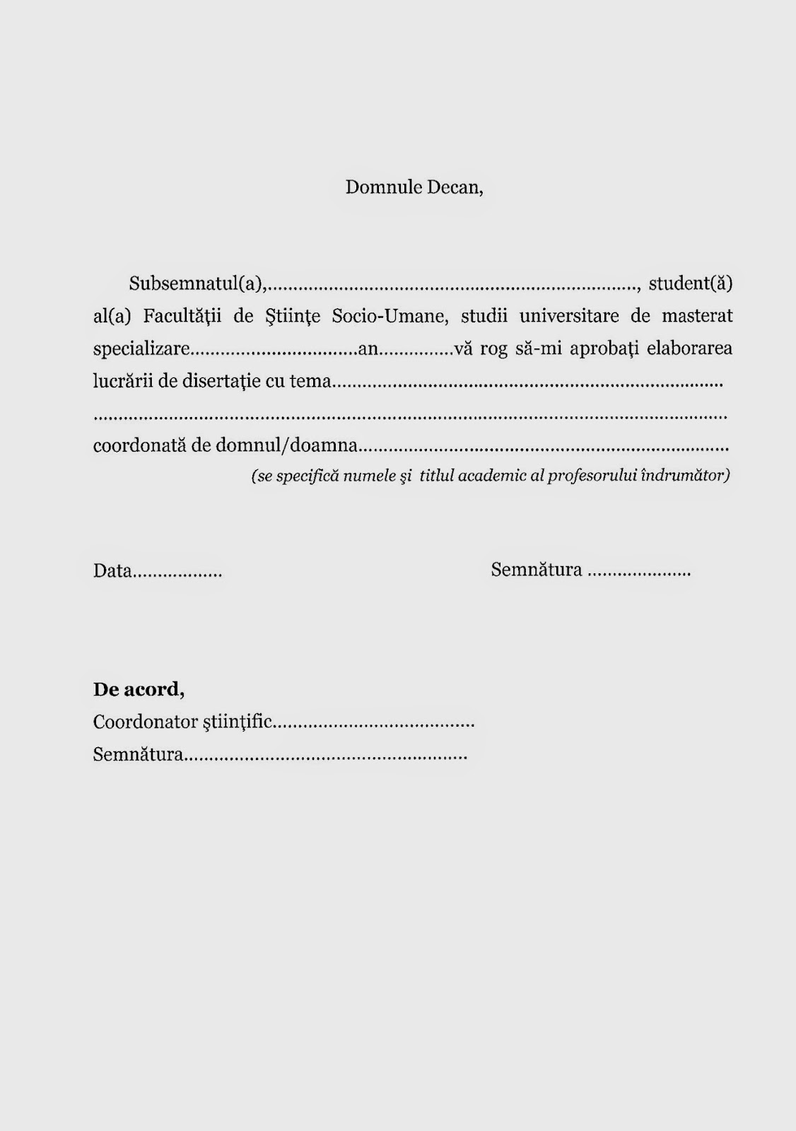 Universitatea ''Lucian Blaga" din Sibiu: 8. MODEL CERERI