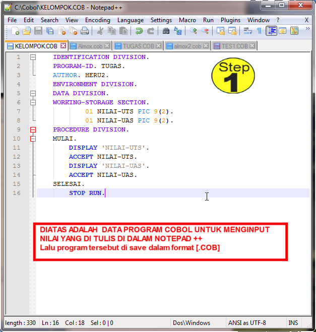Contoh Program Sederhana Cobol Input Nilai Rekayasa Komputer