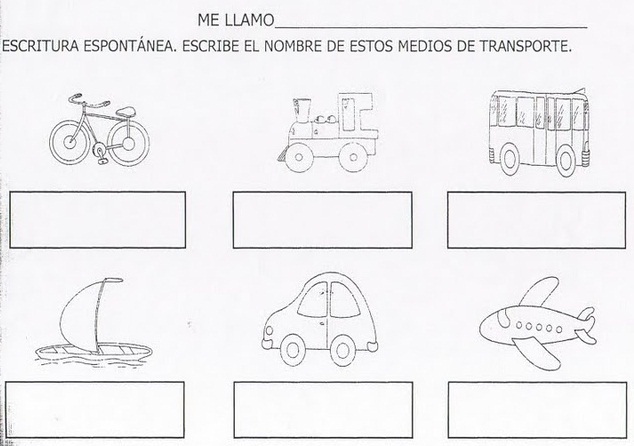 Actividades Escolares: actividades sobre medios de transportes
