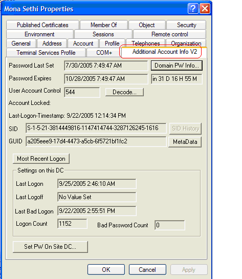 Active Directory User Account Information Tool