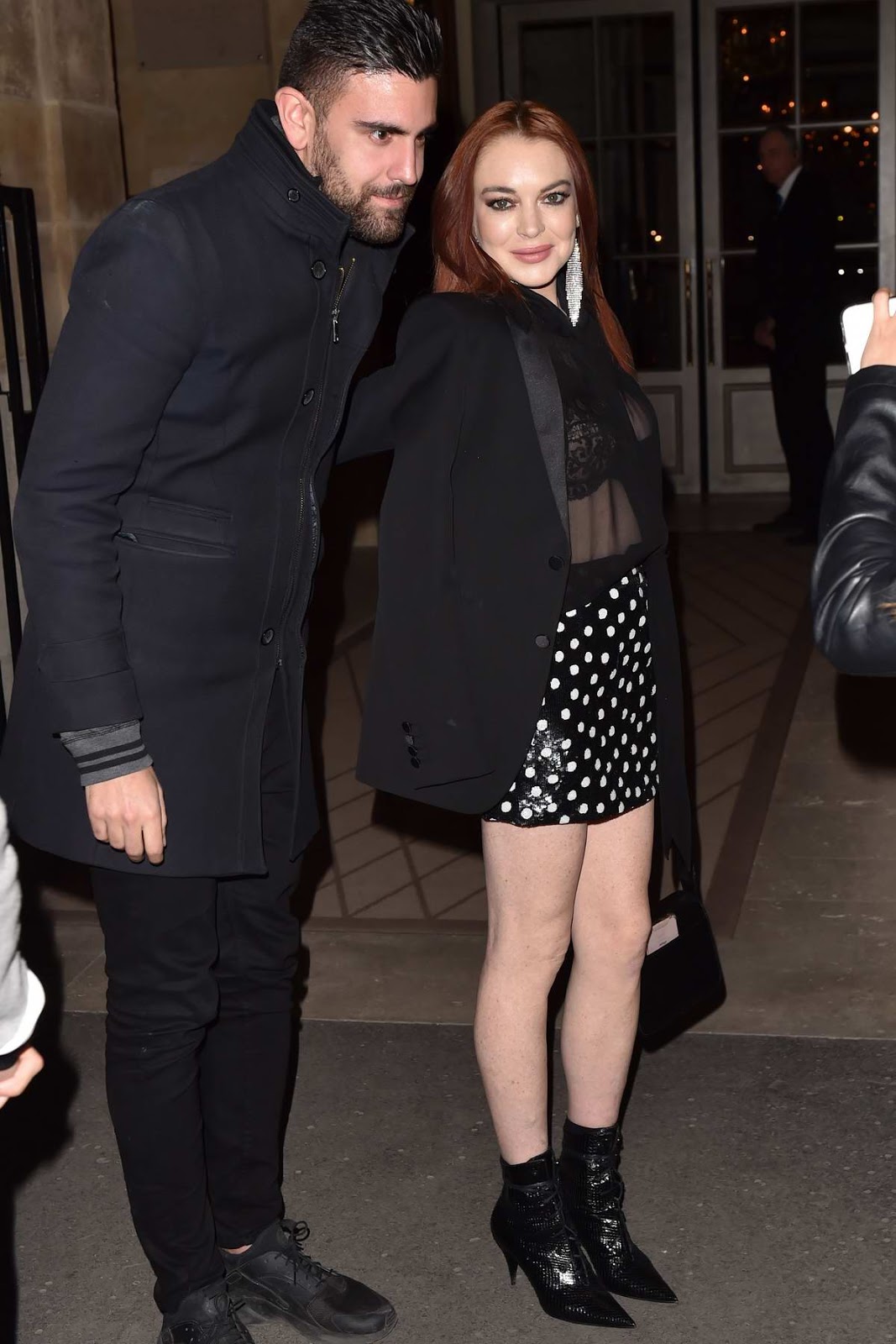 Lindsay Lohan in Black Dress at YSL Dinner Party in Paris, France ...