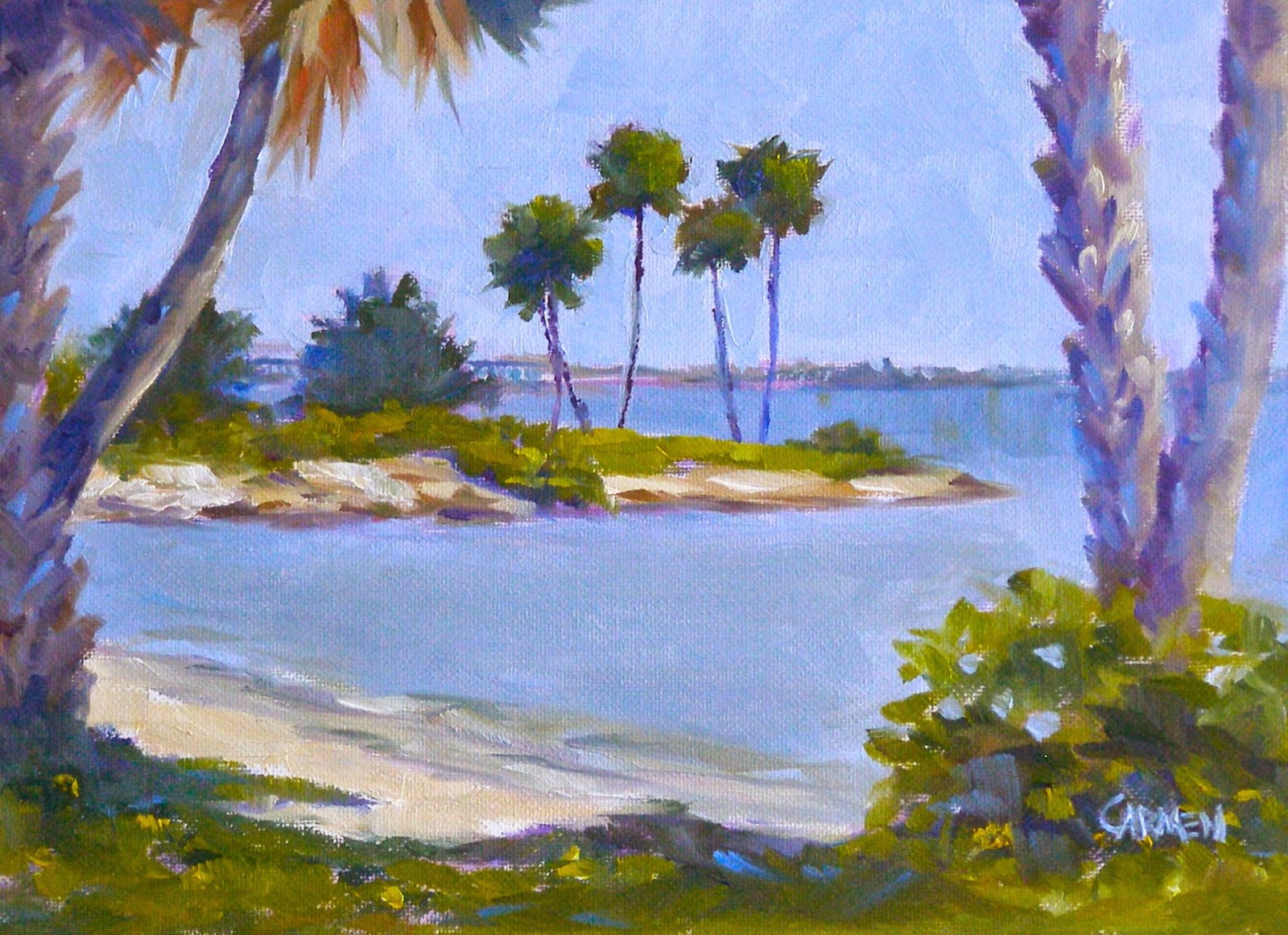 Carmen Beecher: Castaway Point, 6x8 Oil on Canvas Panel, Plein Air Painting