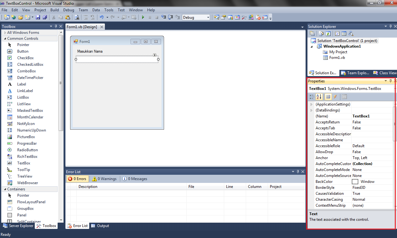 Belajar Vbnet Textbox Control And Properties Part 1 ~ Lets Learn
