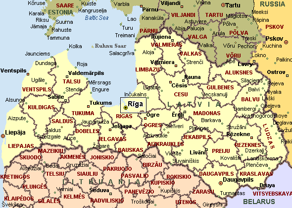 Letonia - harta gjeografike e Letonisë - Shqipëria Express