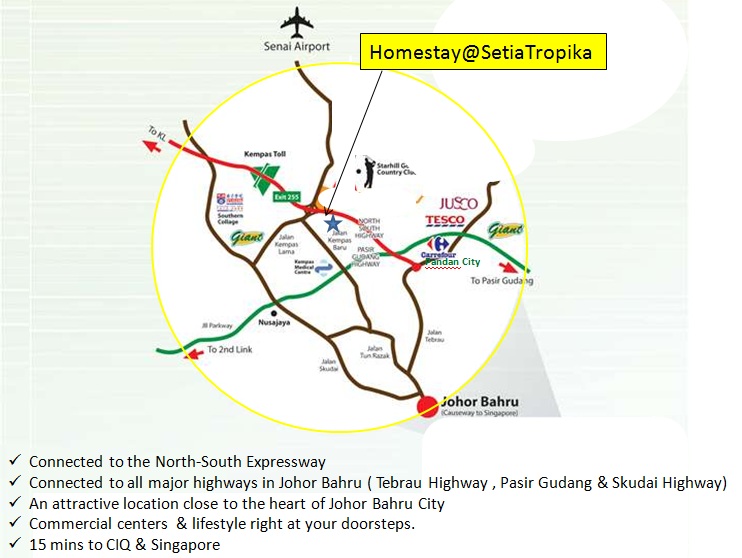 HOMESTAY @ JOHORE BAHRU (SETIA TROPIKA): LOCATION & MAPS