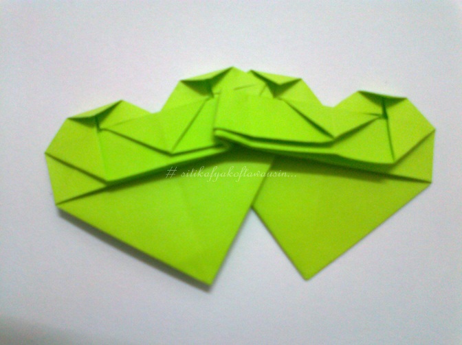 cara buat origami double heart (double love) | Siti Kektus