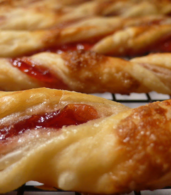 Joyously Domestic: Puff Pastry Twists with Tart Cherry Preserves