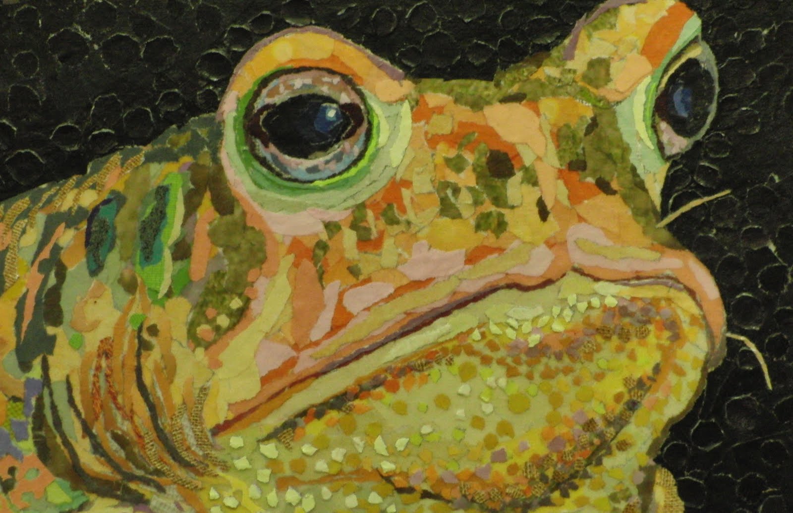 Torn Paper Art: Toad closeup Torn Paper Art