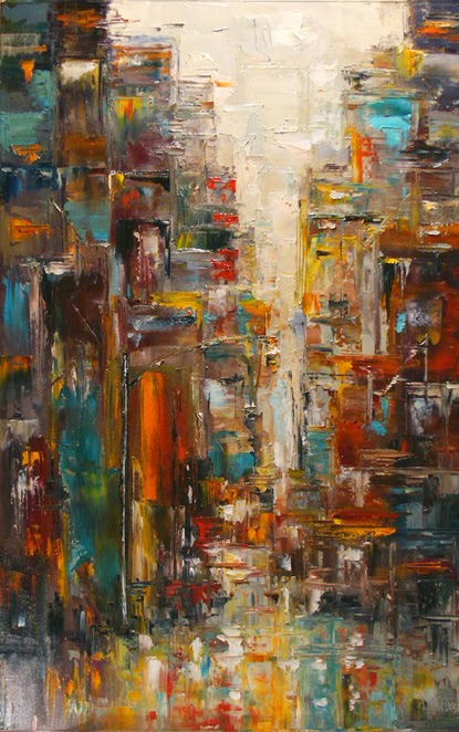 Daily Painters Abstract Gallery: Cityscape Art, Rainy City, Abstract ...