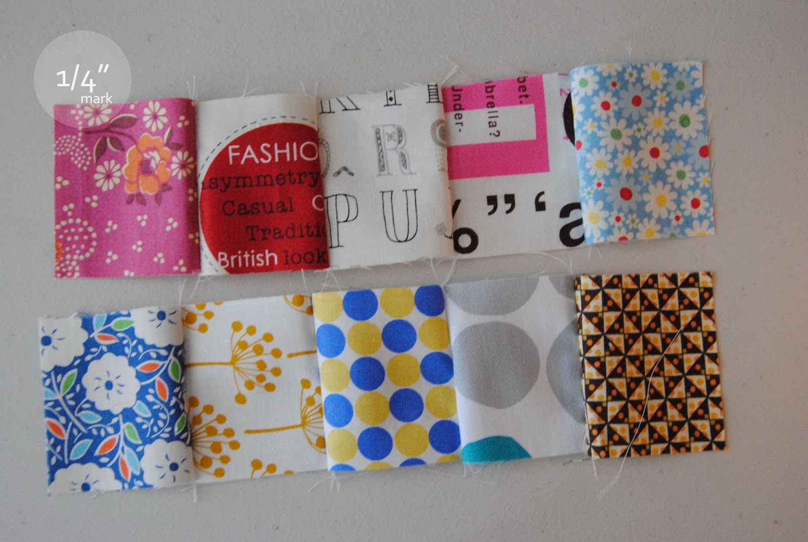 1/4" mark: Tutorial: the triangle pouch