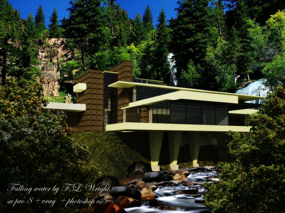 SKETCHUP TEXTURE: FALLING WATER HOUSE CHALLENGE ENTRY