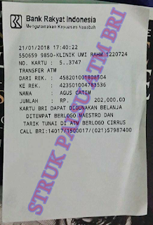 AGUS CATIM $$@*#: STRUK ATM BANK BRI PALSU