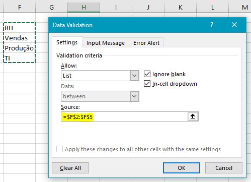 Dicas e Tutoriais de Excel: Criar lista Drop Down Simples