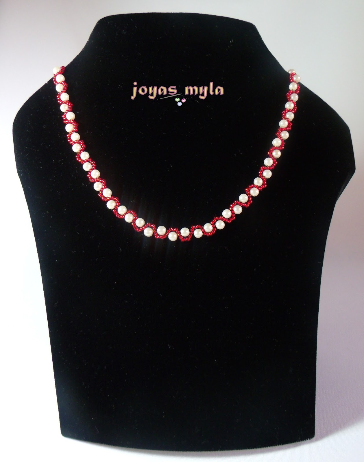 JOYAS MYLA : COLLAR ROJO-PERLA