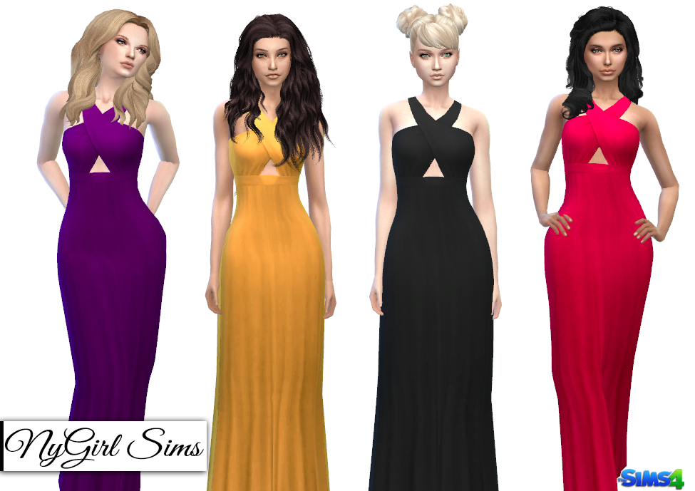 NyGirl Sims 4: Cross Strap Maxi Dress