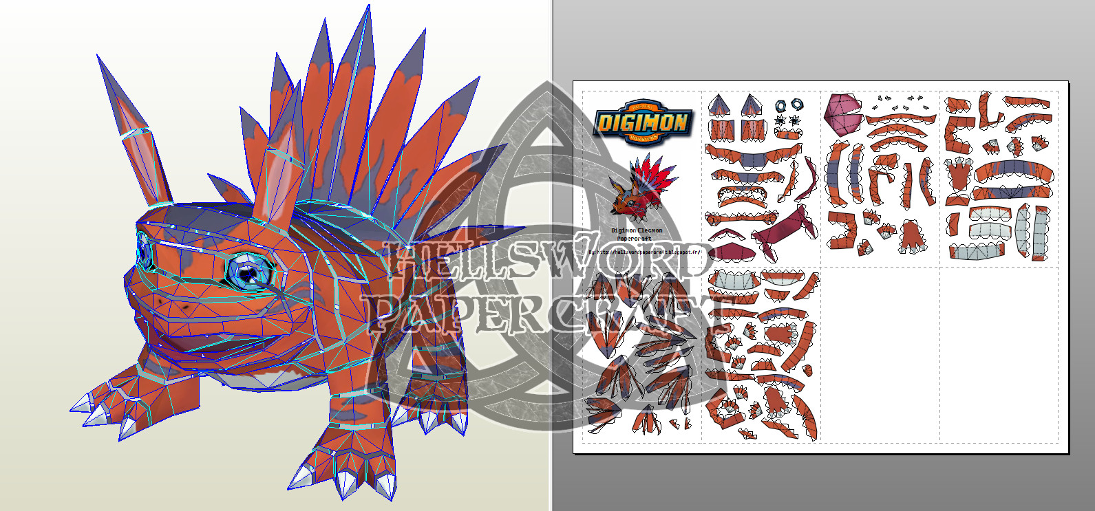 Hellsword Papercraft: Digimon Elecmon Papercraft