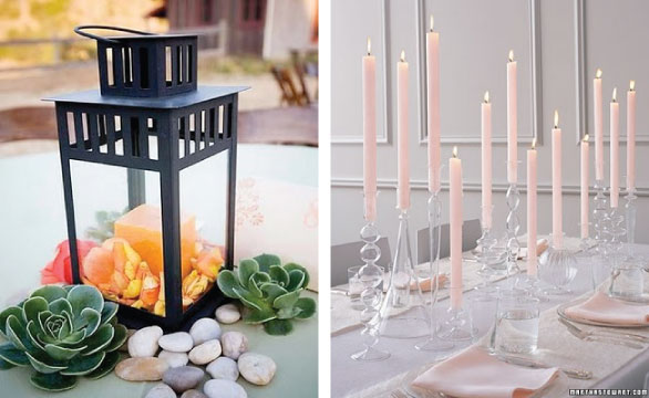 An Undeclared Panache Wedding: Flowerless Centerpiece Ideas