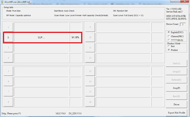 Alcor Micro Denetleyici Flash Disk Biçimlendirme