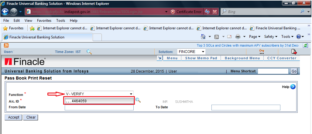 Re-Printing Passbook in DOP Finacle | DOP Core Solutions