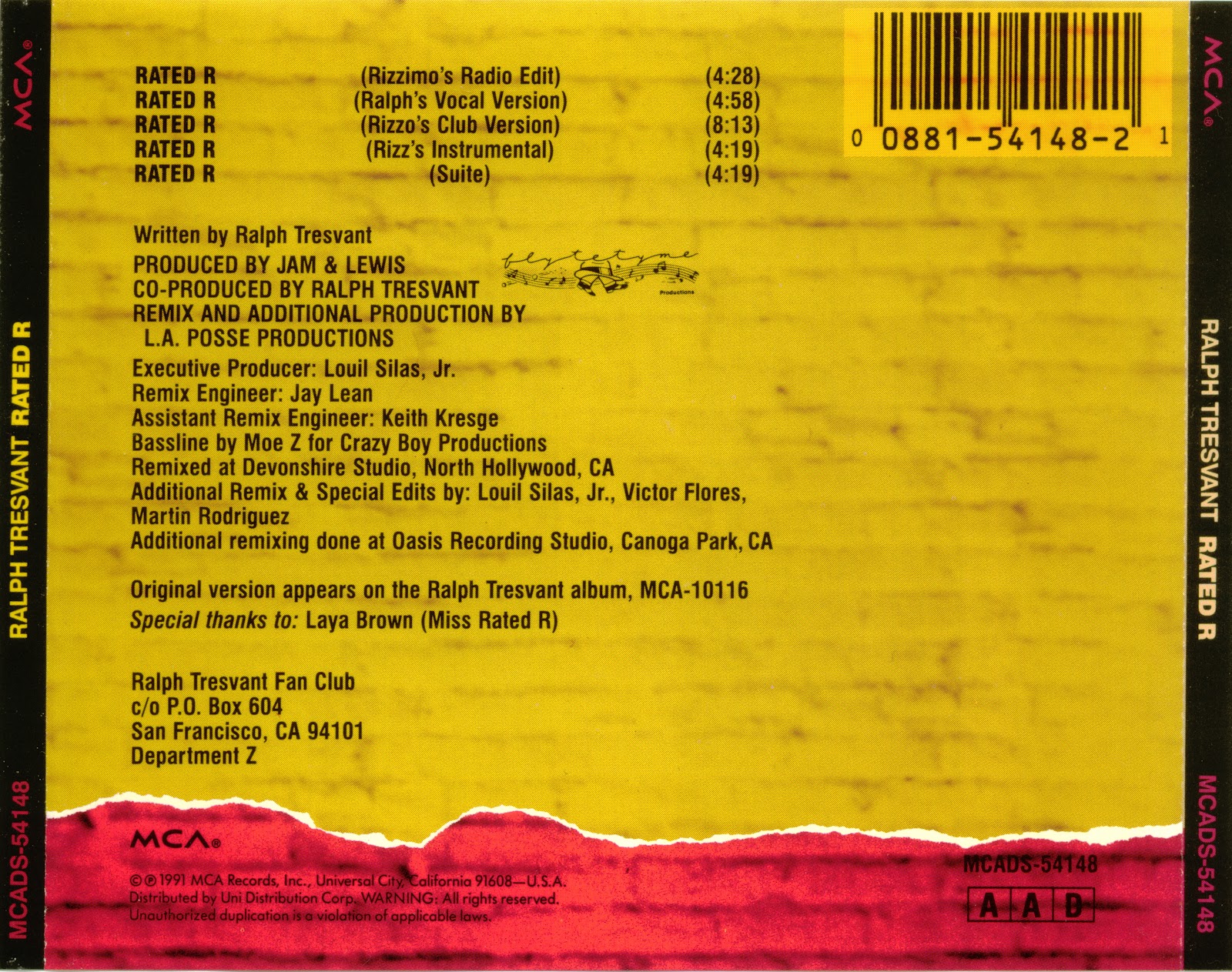 Promo, Import, Retail CD Singles & Albums: Ralph Tresvant - Rated R ...