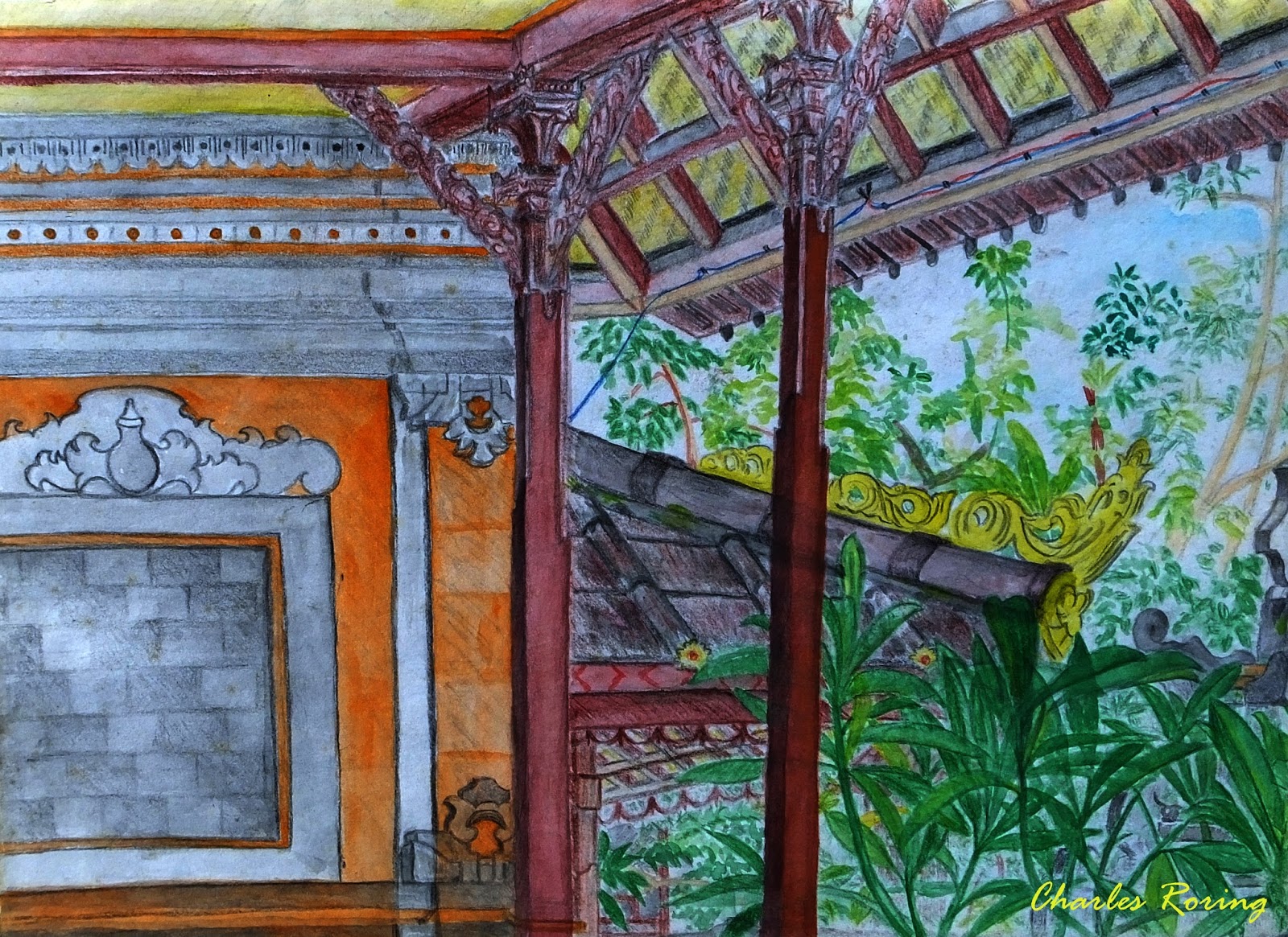 Wildlife Drawing: Verandah of Balinese House