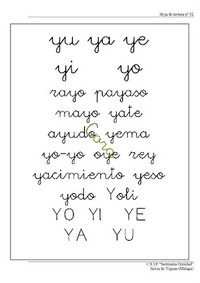 UNA VENTANA A MI CLASE: FICHAS DE LECTURA DE LA Y