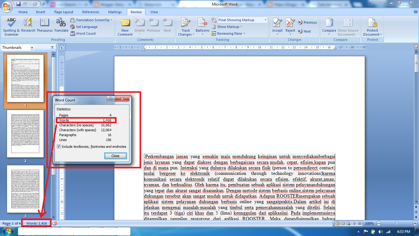 Cara Menghitung Jumlah Kata di Microsoft Word 2007 - Belajarkuh