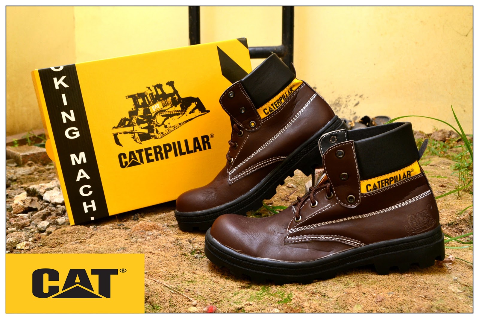 Sepatu Safety Caterpillar Shiny Dark Brown Leather Special Rp 135.000 ...