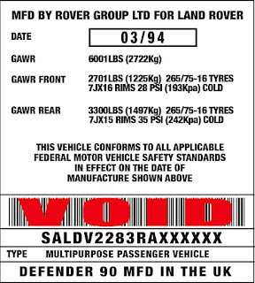 Replacement VIN (vehicle identification number) Stickers: Restoring ...