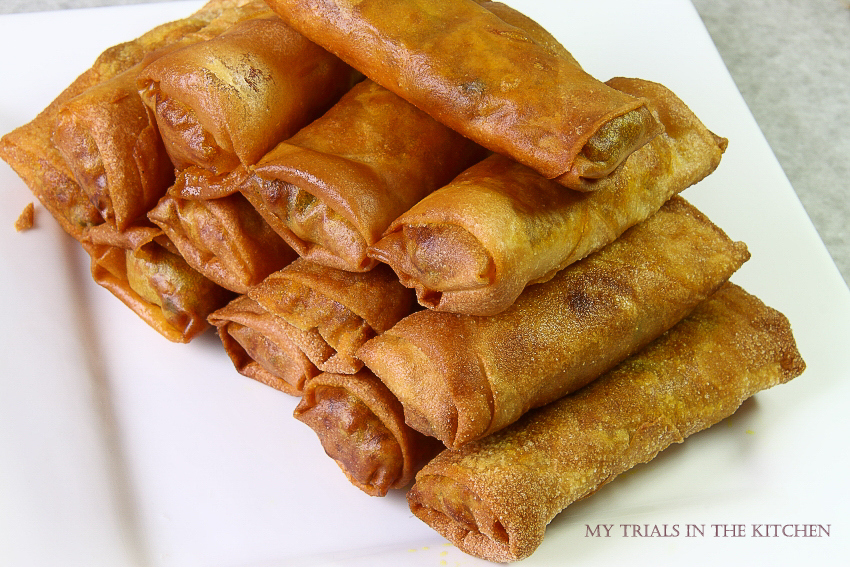 My Trials in the Kitchen: Deep Fried Spring Roll with Curry Chicken ...