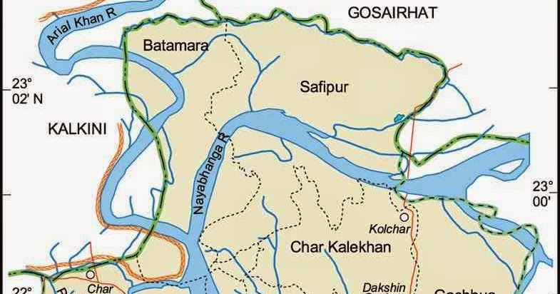 Muladi Upazila Map, Barisal District, Bangladesh