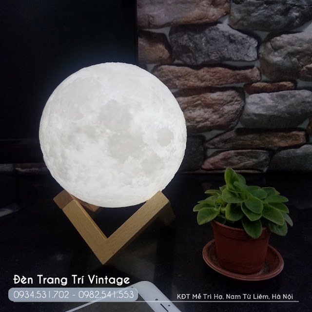 Đèn trang trí Vintage: Đèn ngủ mặt trăng cảm biến - Size 8cm - 315k