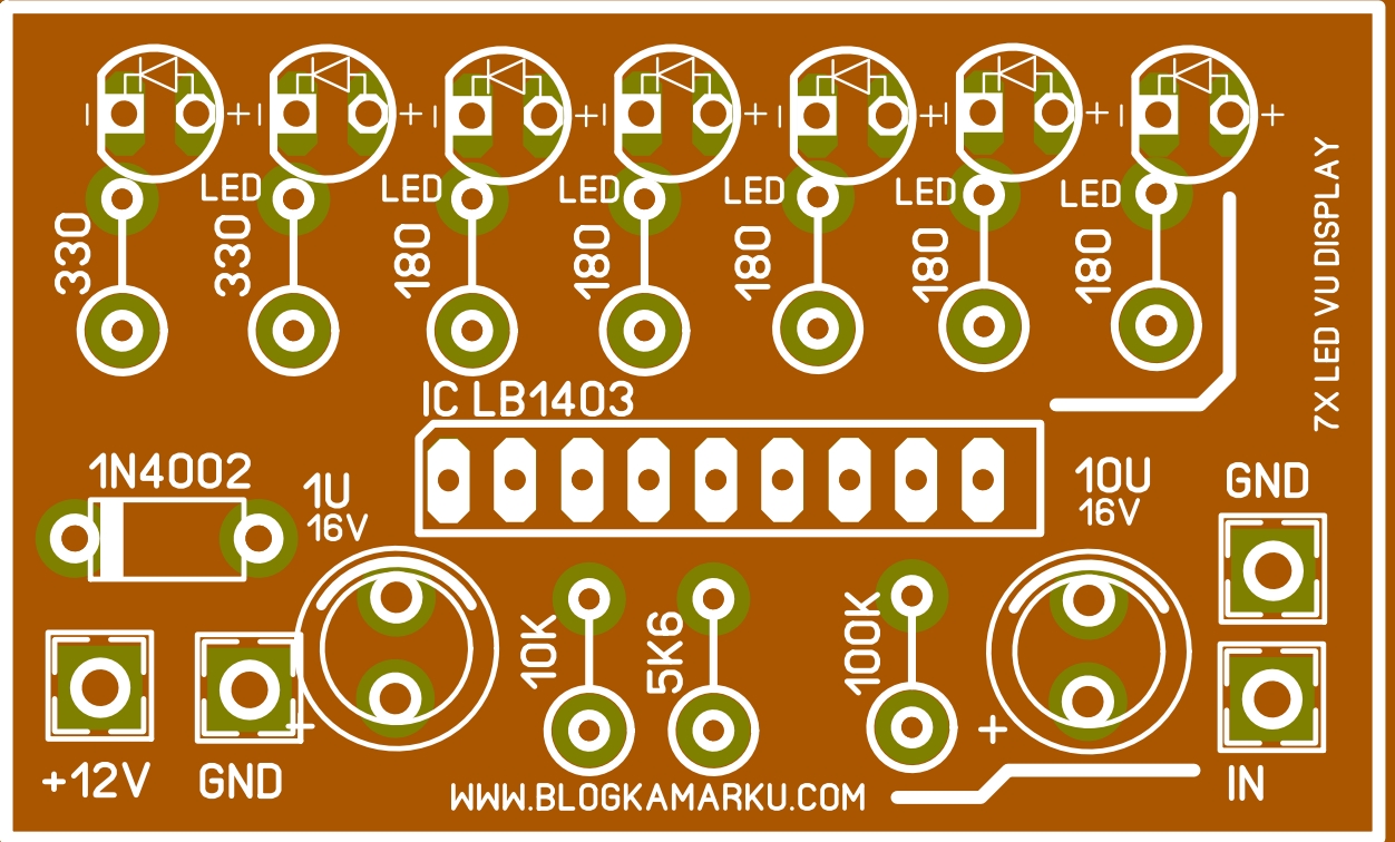 PCB Layout 7x LED VU DISPLAY SIMPLE – BLOGKAMARKU