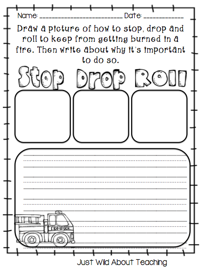 Stop Drop Roll Colouring Pages
