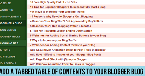 Add a Tabbed Table of Contents to your Blogger Blog | Blogolect