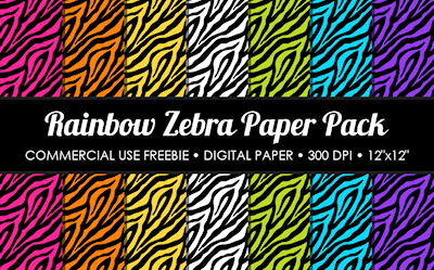 Rainbow Zebra Paper Pack Freebie ~ Maree Truelove Illustration and Design