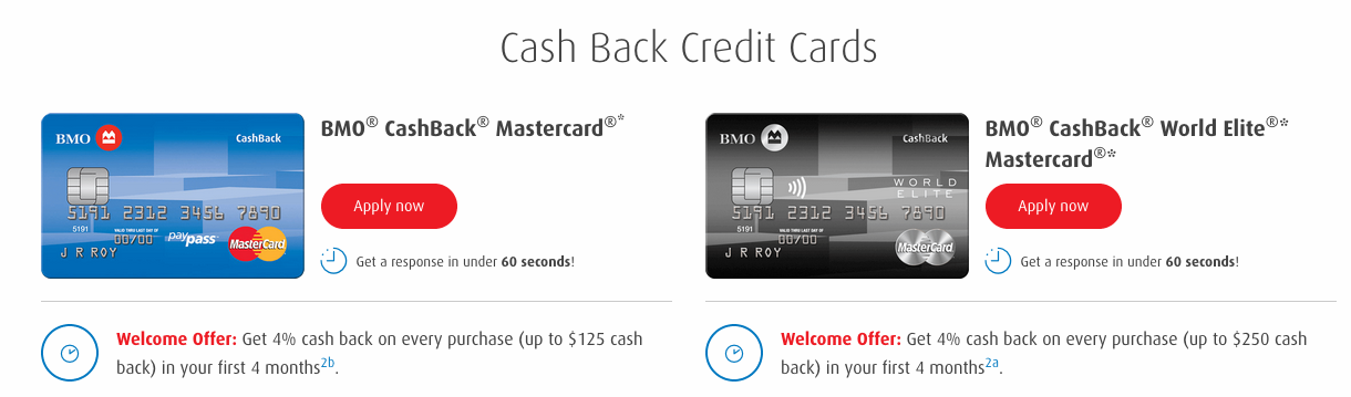 BMO CashBack MasterCards now offer 4% cash back on all purchases in the ...