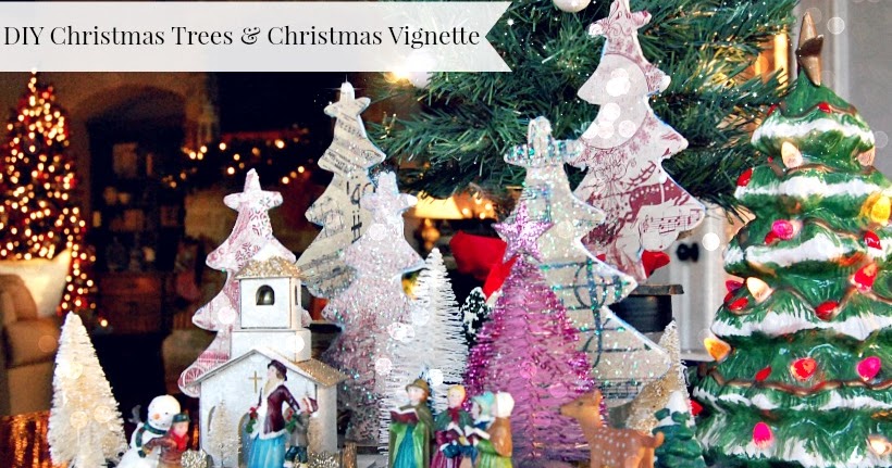 DIY Scrapbook Paper Christmas Trees & Vignette | At Home with Jemma