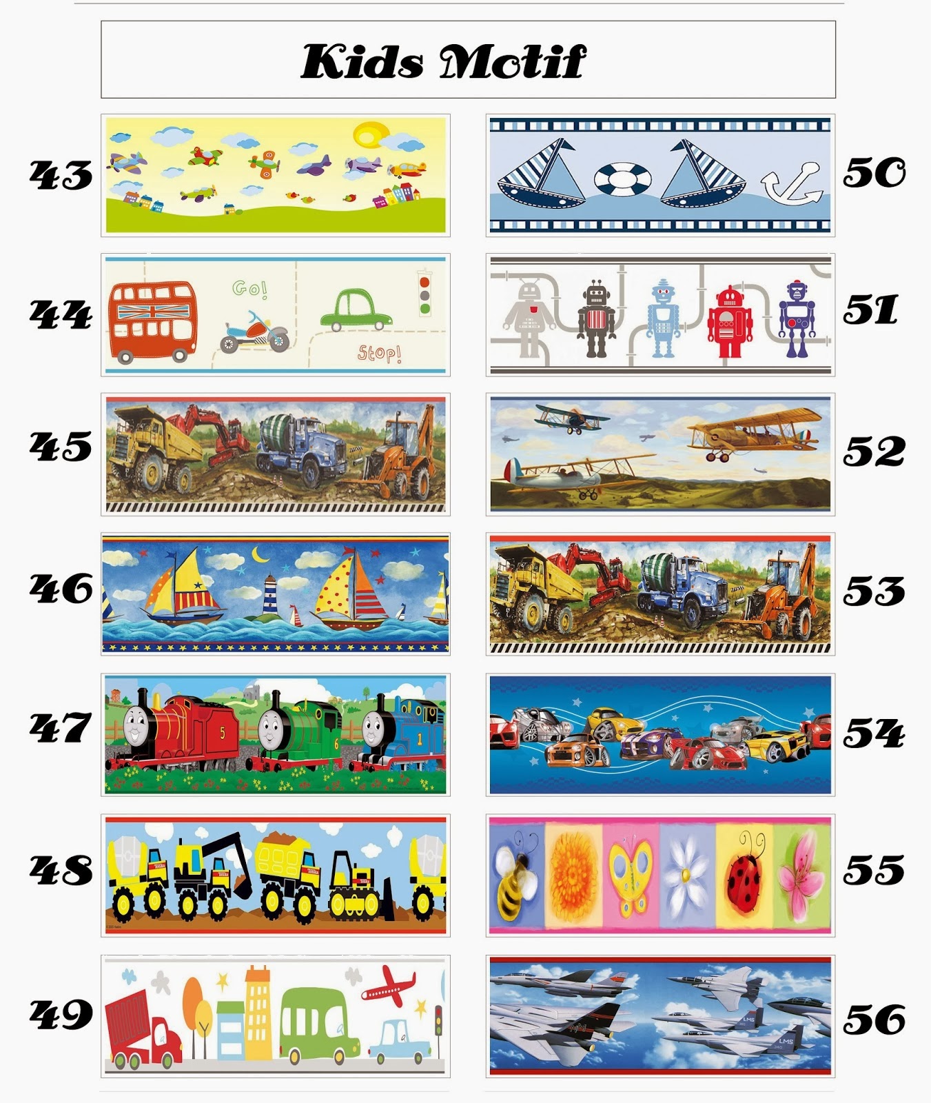 Wallpaper border murah: Motif Anak