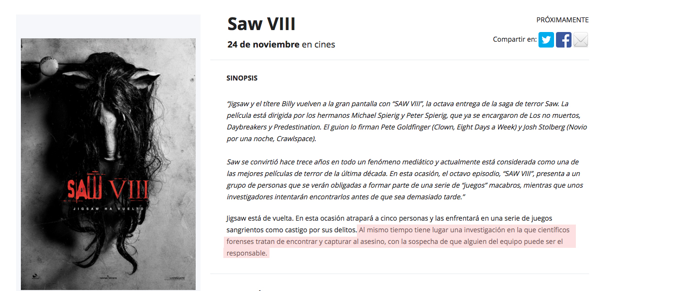 SAW MANIACOS: Sinopsis de "Jigsaw" algo explícita