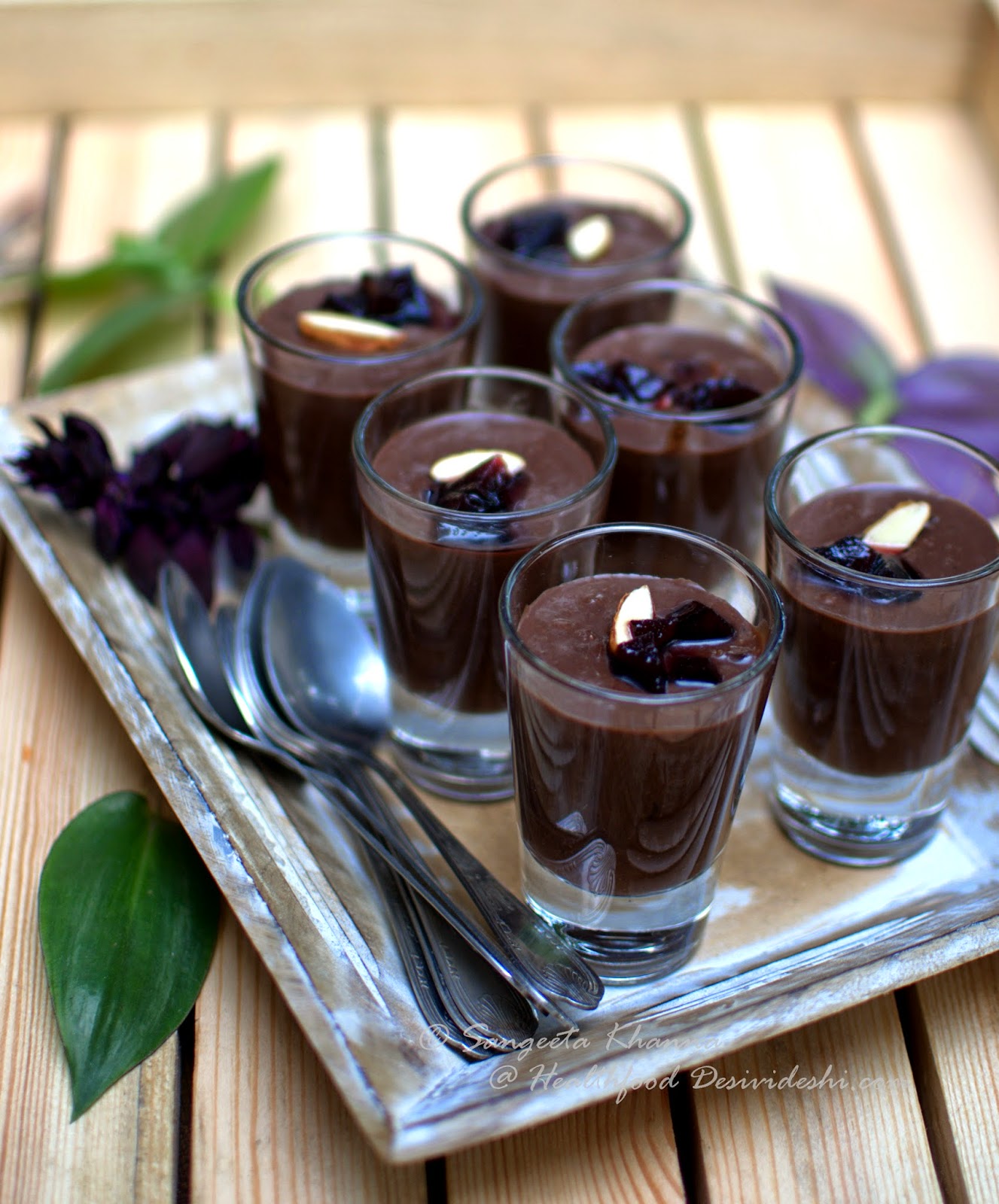 gluten free dark chocolate pudding with amaranth, balsamic plums ...