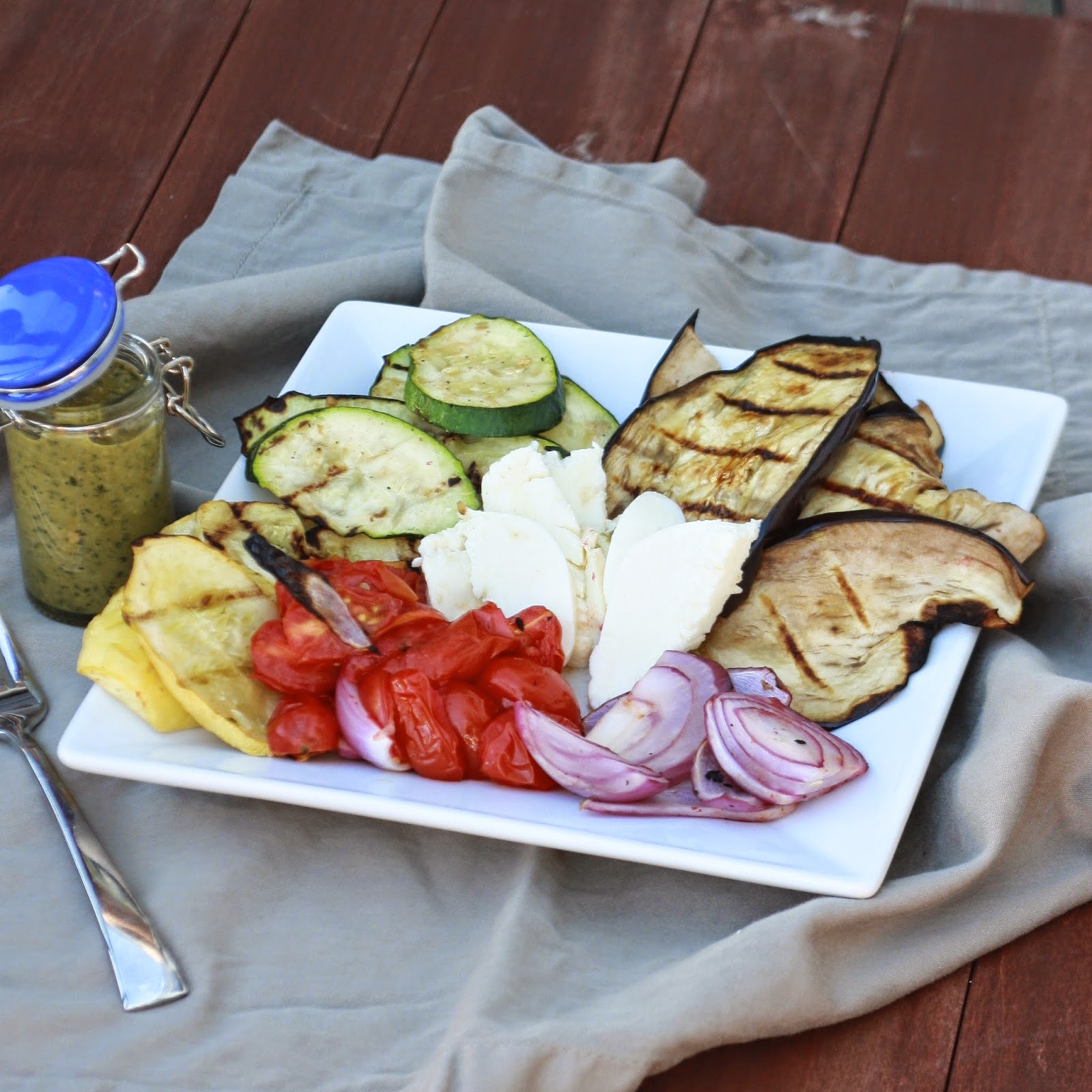 Grilled Vegetable Caprese with Balsamic Pesto | The Sweets Life