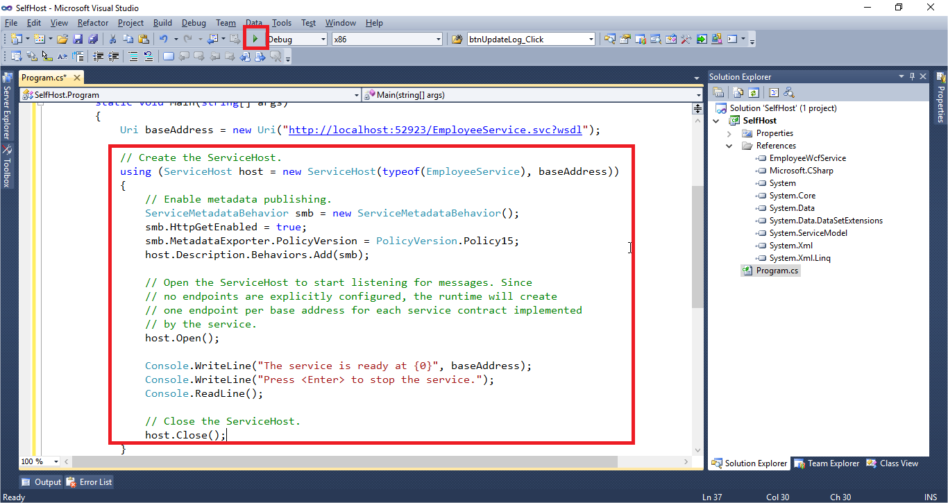 Dot Net Example Creating A Self Hosted Wcf Service