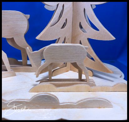 Scrollsaw Workshop: 3D Reindeer Winter Scene Scroll Saw Pattern.