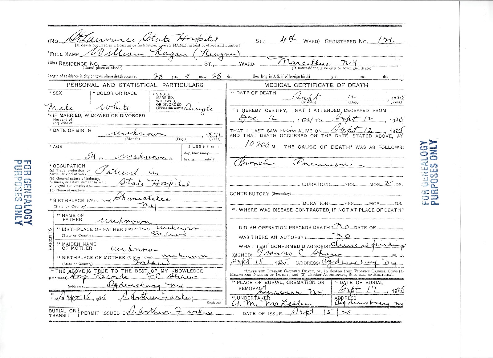 The Thomas Reagan and Margaret Sheehan Family Tree