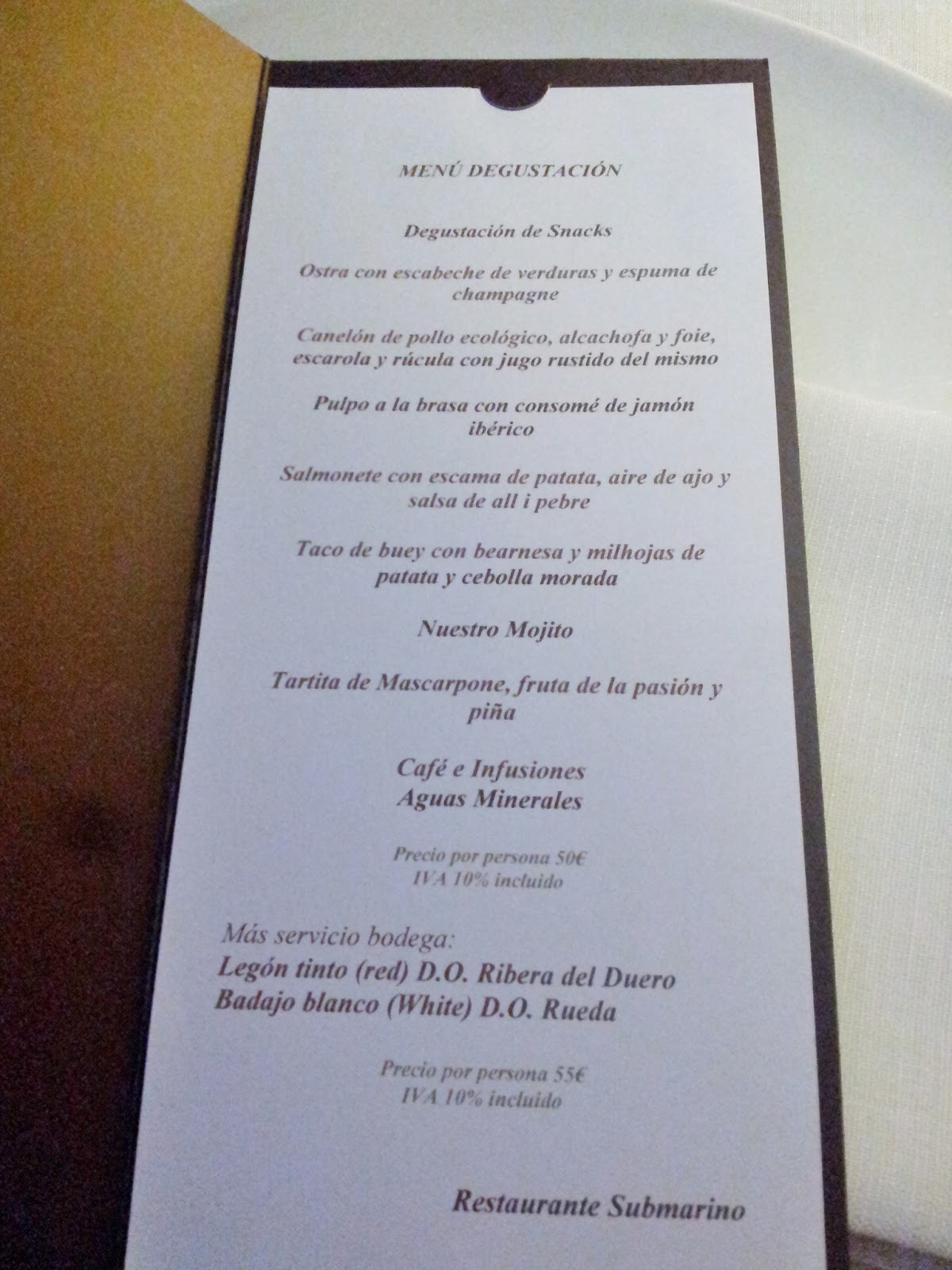 RESTAURANTE SUBMARINO. VALENCIA