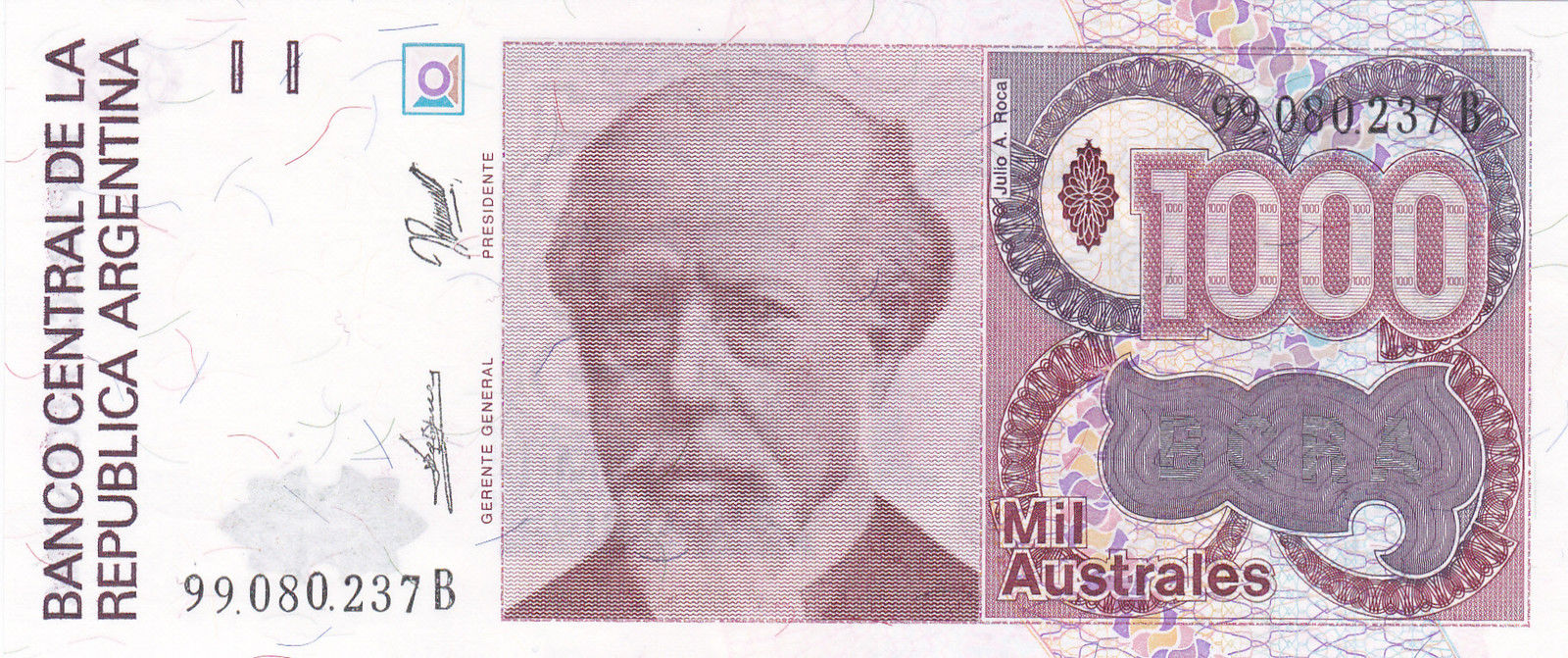 Argentina 1000 Australes banknote 1989 Julio Argentino Roca|World ...