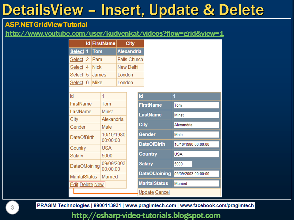 Sql Server Net And C Video Tutorial Part 41 Insert Update And Delete Using Details View
