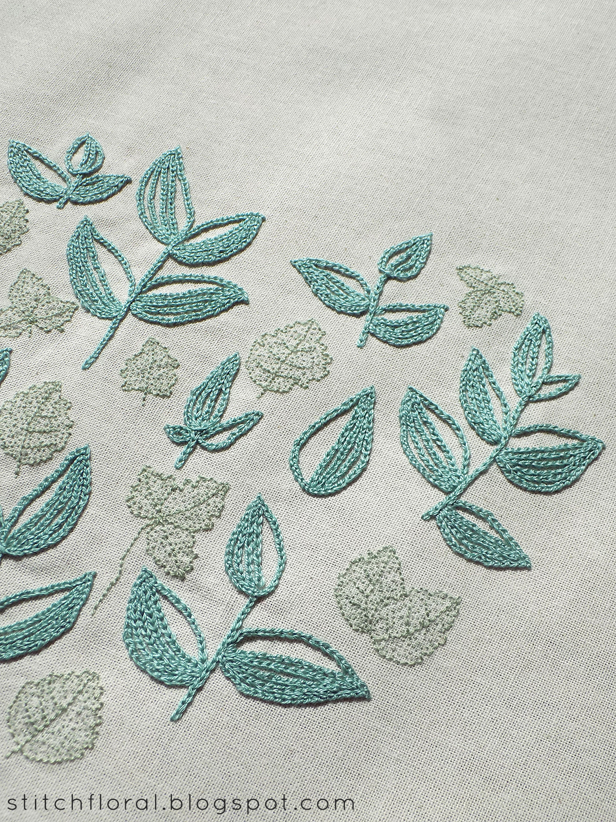 Progress report: Mint Tea pattern stitched - Stitch Floral