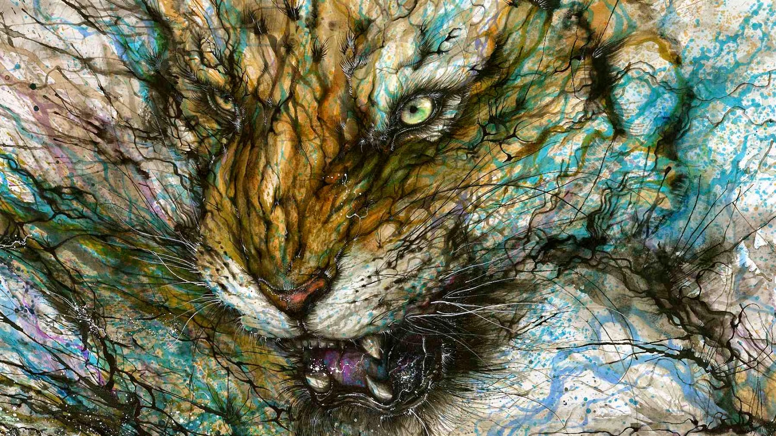 Hua Tunan "Crouching Tiger" Limited Edition Hand Painted Print ...